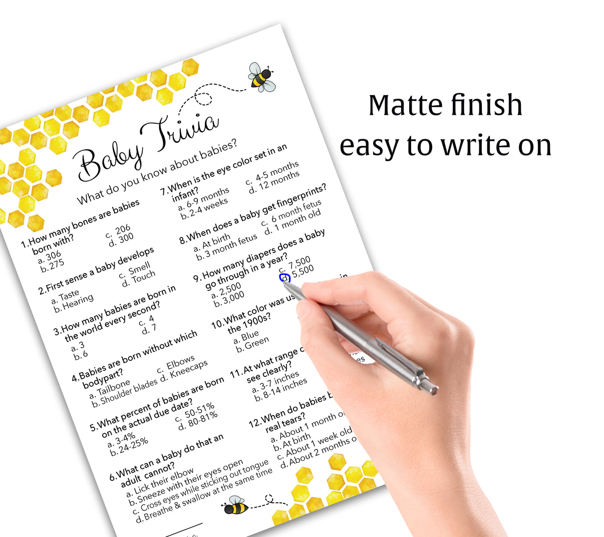 Bee Baby Shower Game – Baby Trivia – 25 Pack | Mommy-to-Bee Bumblebee ...