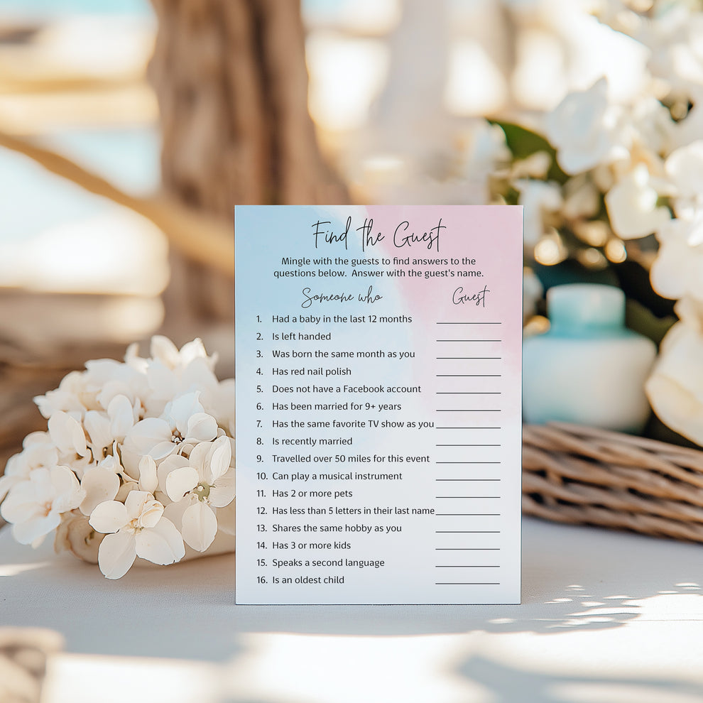 Find the Guest Game – Gender Reveal – Pink or Blue Theme – 25 Pack ...